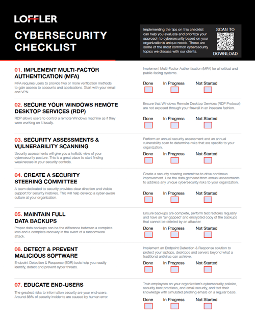 Cybersecurity Checklist Thank You